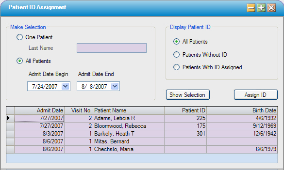 Patient ID Assignment