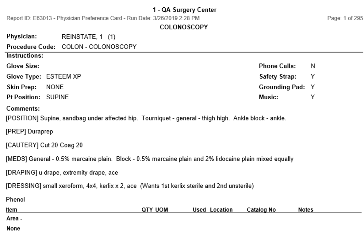 E63013 - Physician Preference Card