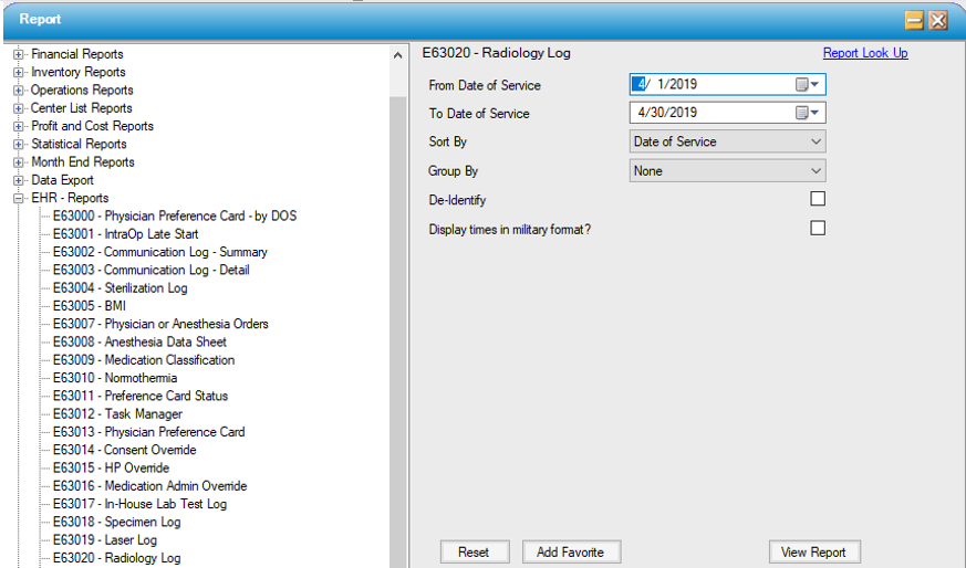 E63020 - Radiology Log