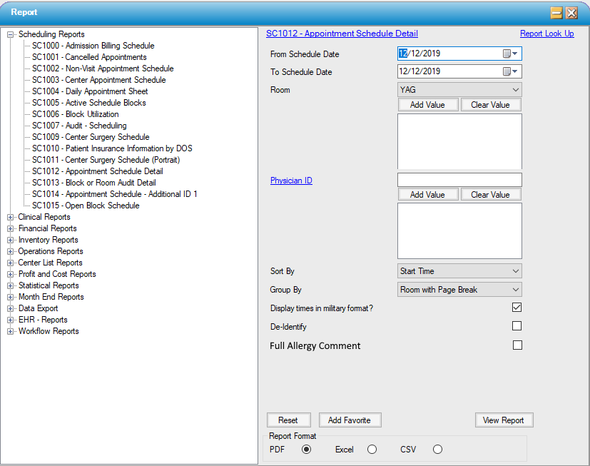 SC1012 - Appointment Schedule Detail